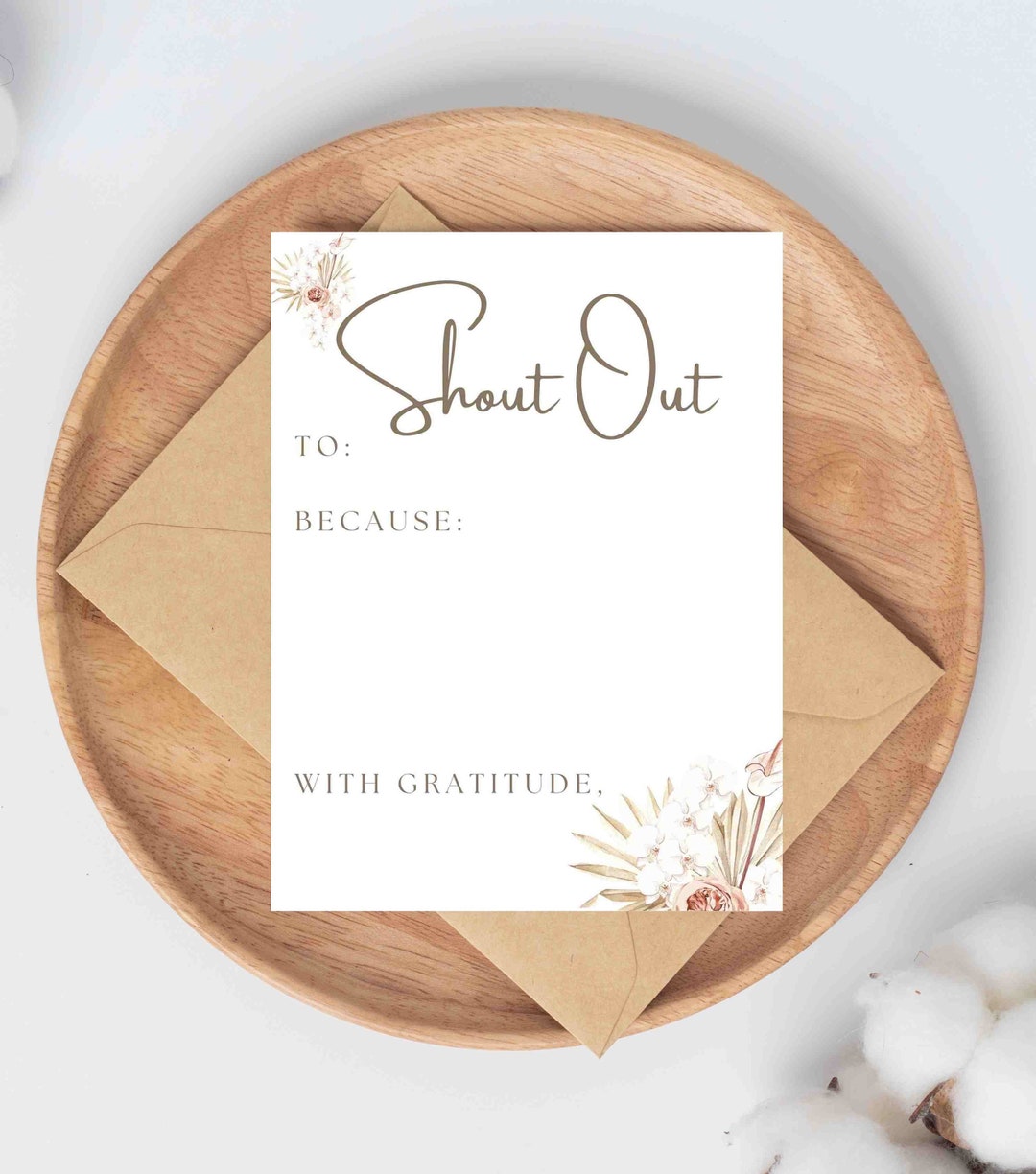 Boho Floral Employee Recognition Shout Out Cards Student Reward ...