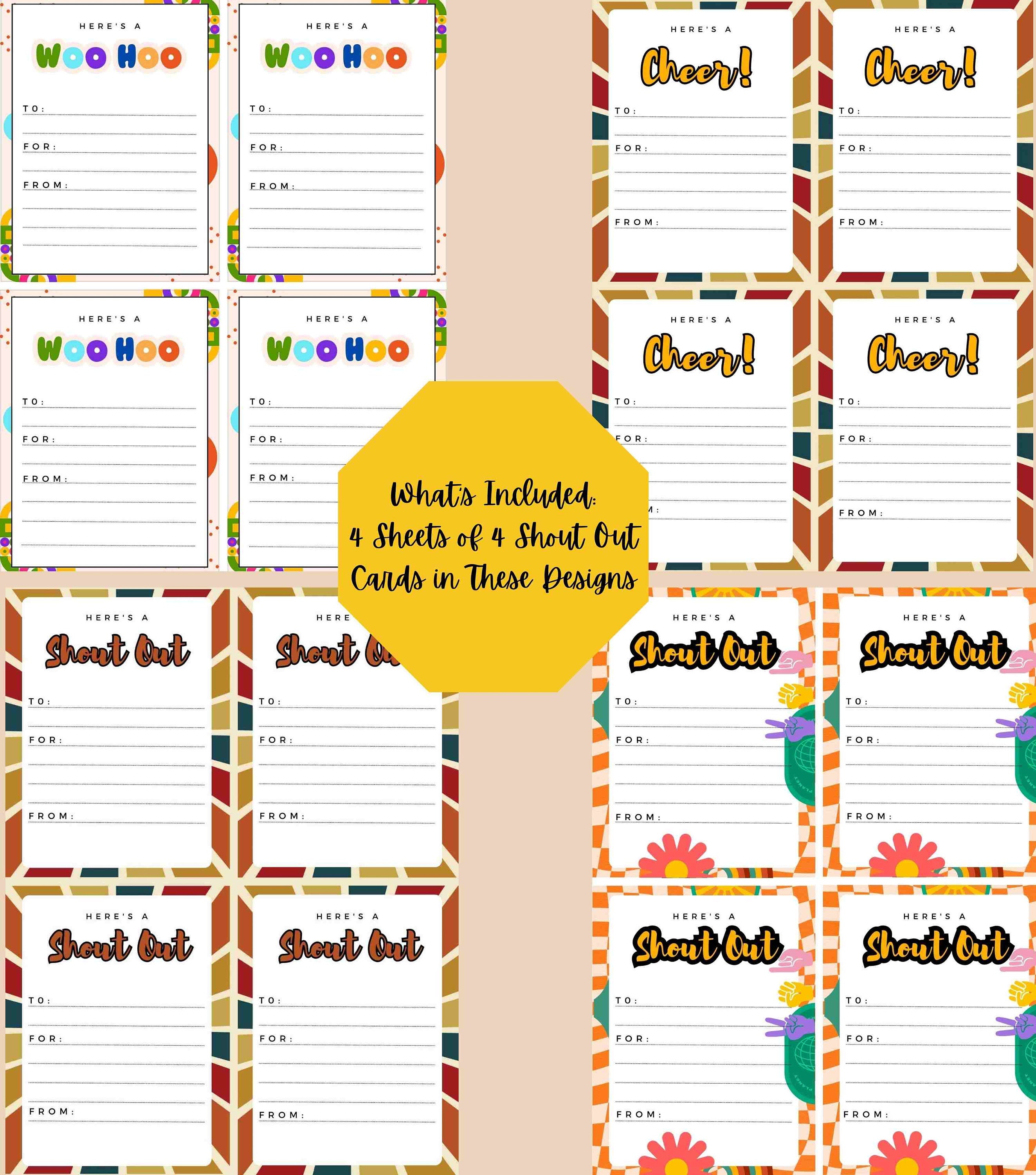 Bundle of 8 Sets of Shout Out Cards Student Reward Acknowledgement ...