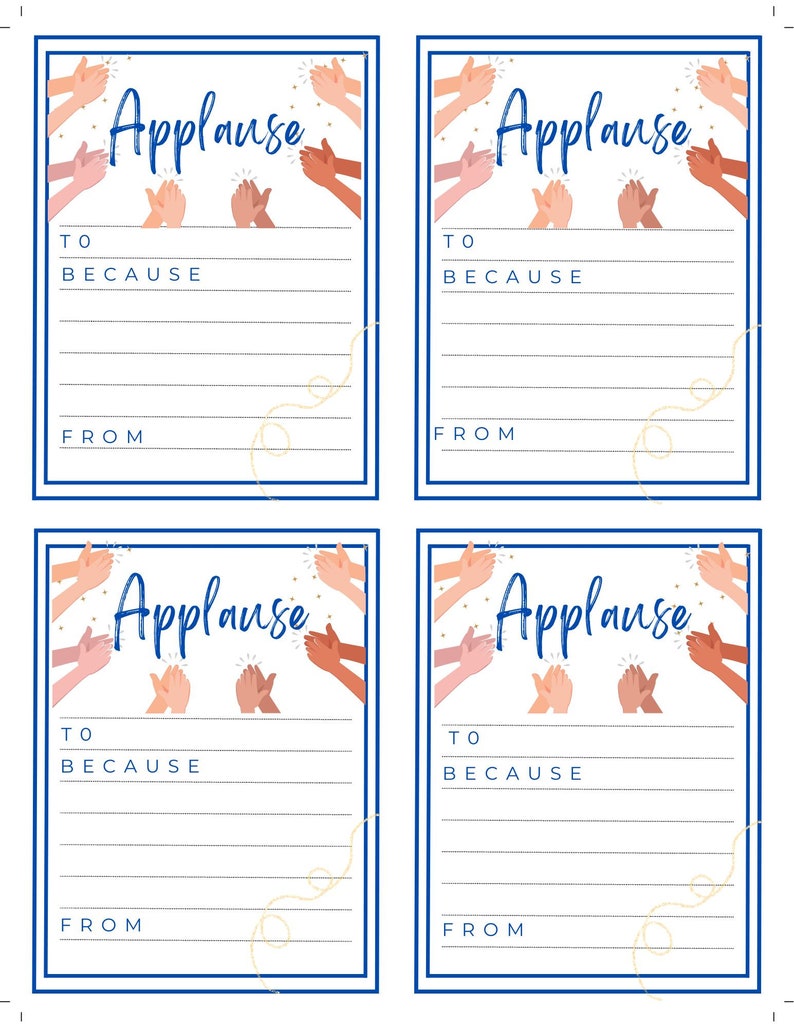Applause Recognition Shout Out Cards Student Reward Acknowledgement ...