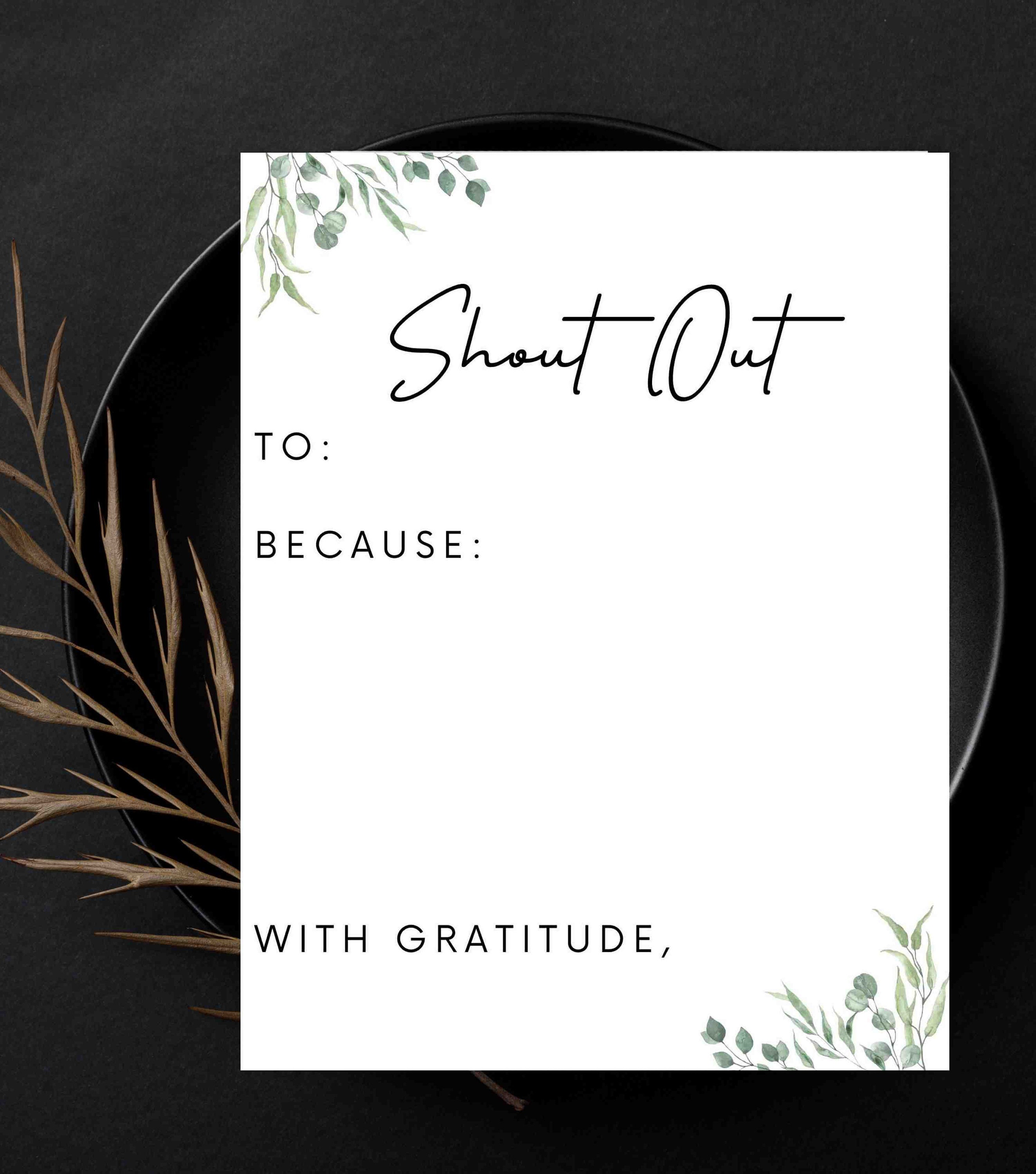 Employee Recognition Shout Out Cards Student Reward Acknowledgement ...