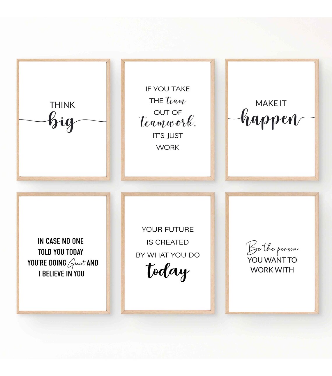Set of 12 Posters for Office Decor Team Quotes Mindset Wall Art Work ...