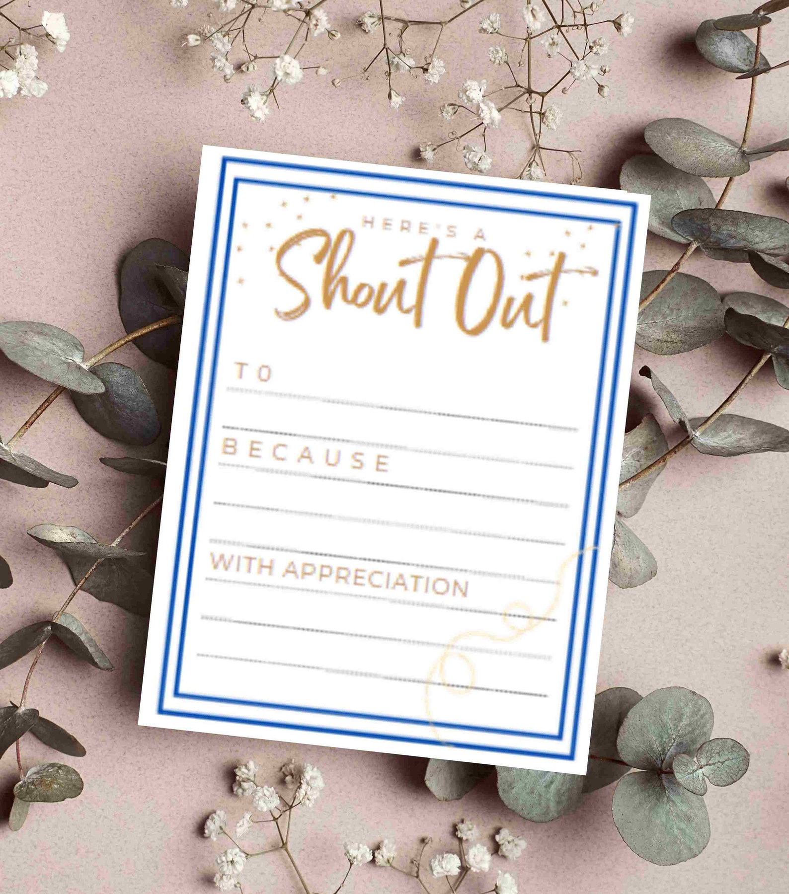 Gold Font Recognition Shout Out Cards Student Reward Acknowledgement ...