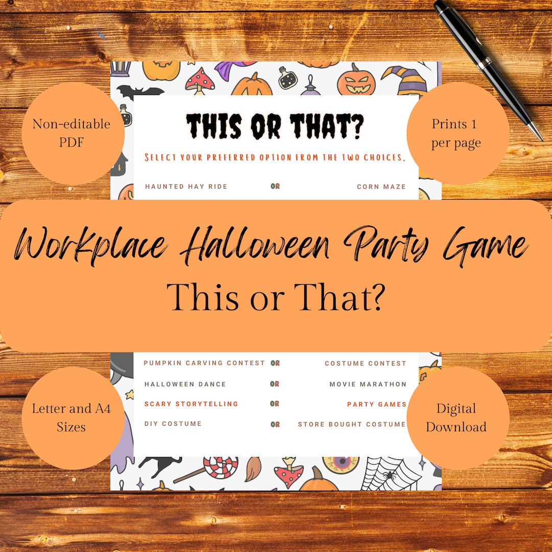 Halloween Office Party Game This or That for Staff or Employees Work or ...