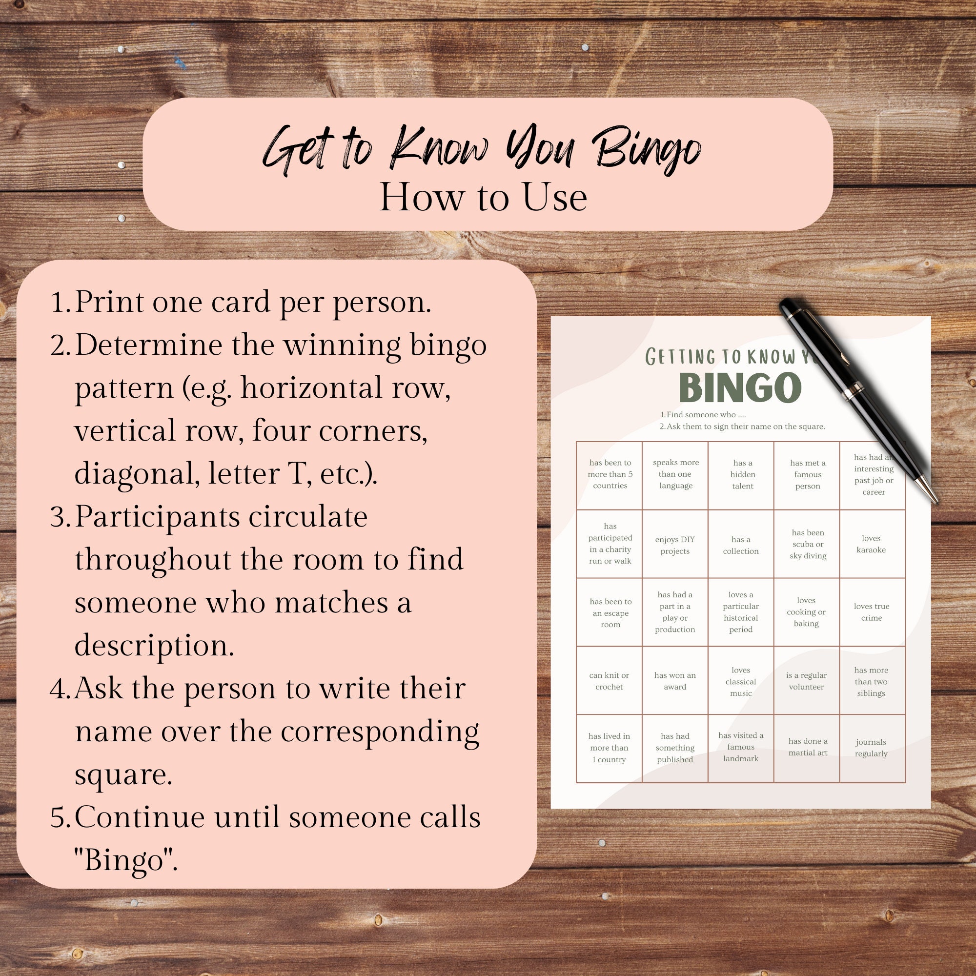 Single Version Getting to Know You Bingo Icebreaker Team Building for ...