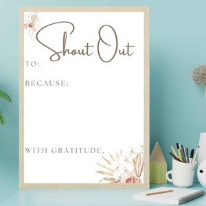 Boho Floral Employee Recognition Shout Out Cards Student Reward ...
