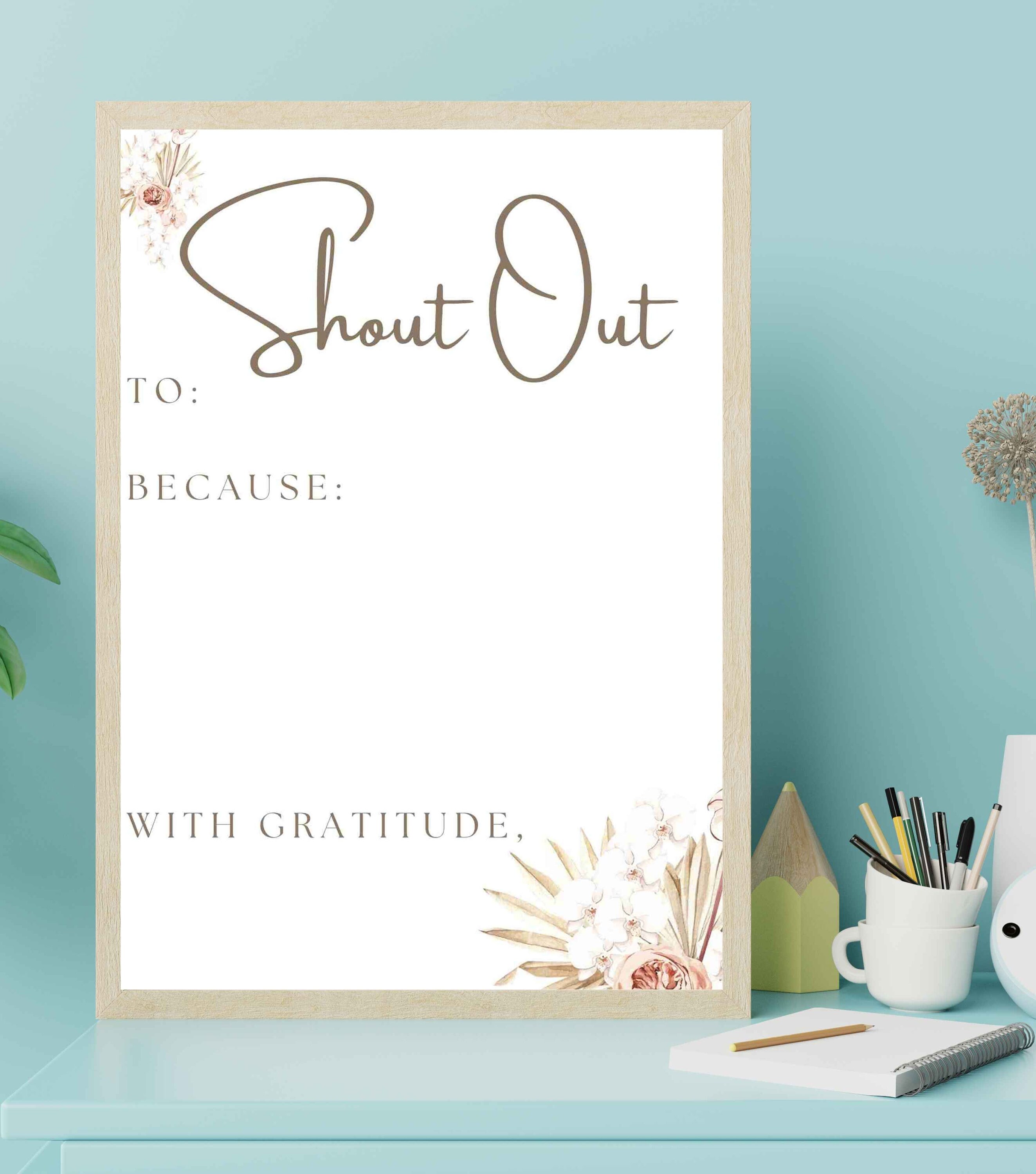 Boho Floral Employee Recognition Shout Out Cards Student Reward ...