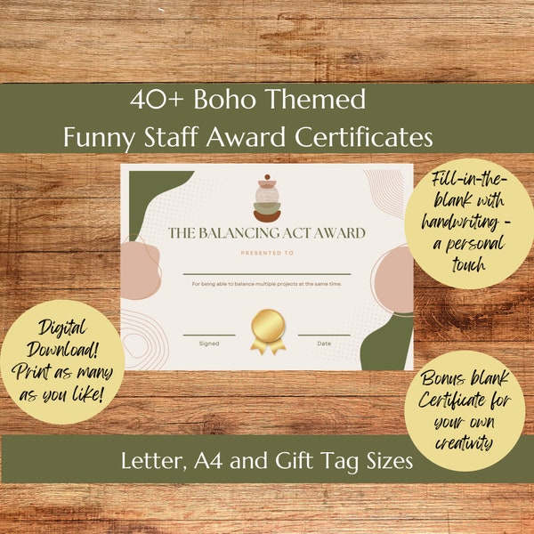 Funny Employee Awards Certificate - Etsy