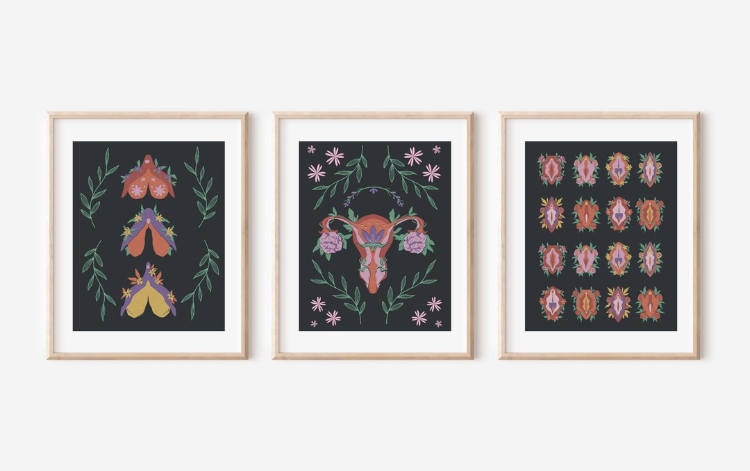 Flower Blessing Vulva Wall Art | Set of 3 Prints | Womb Healing ...