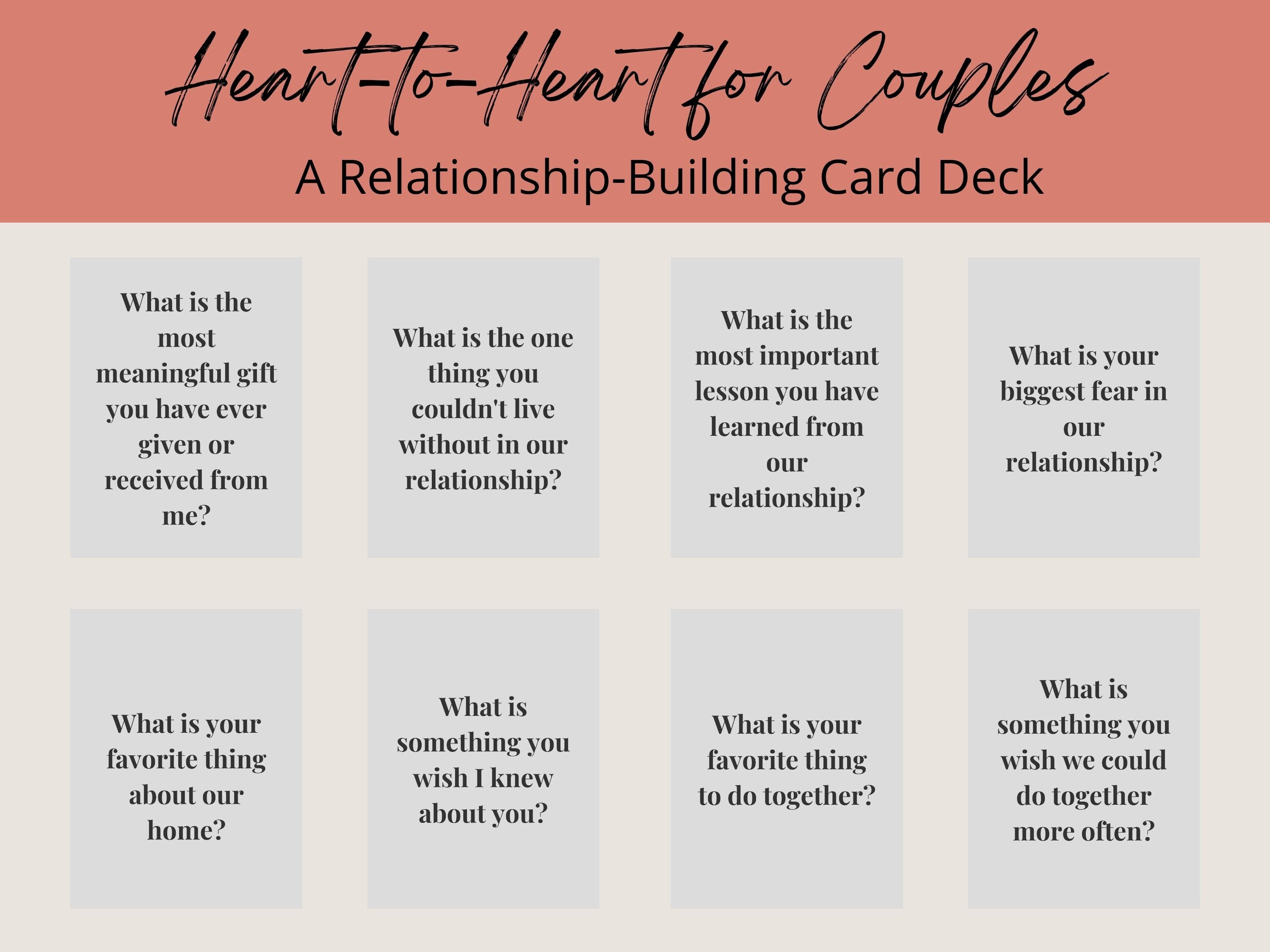 Heart to Heart: A Relationship-building Card Deck for Couples 212 Cards ...
