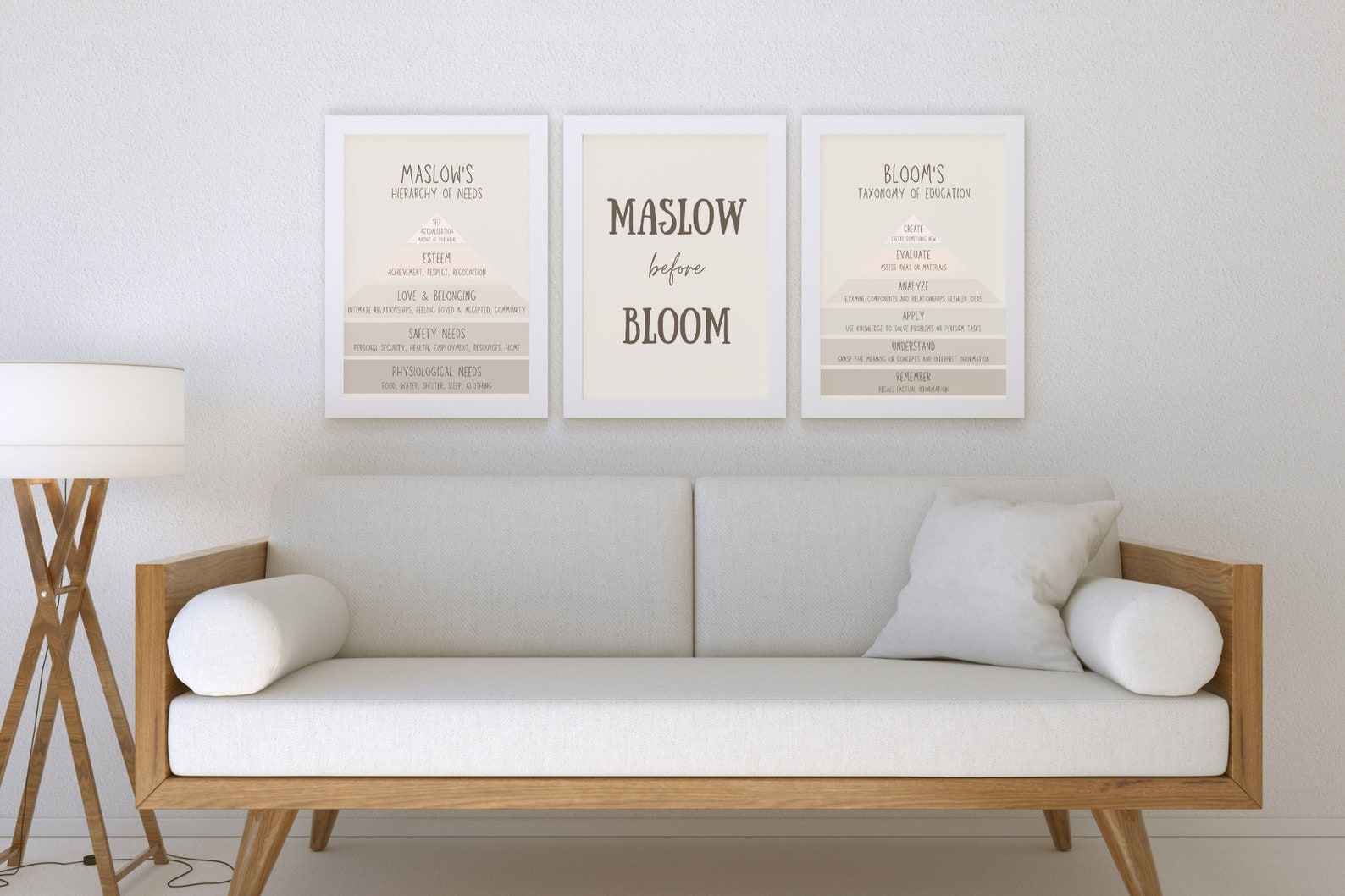 Maslow Hierarchy of Needs Maslow Before Bloom Print Psychology Wall Art ...