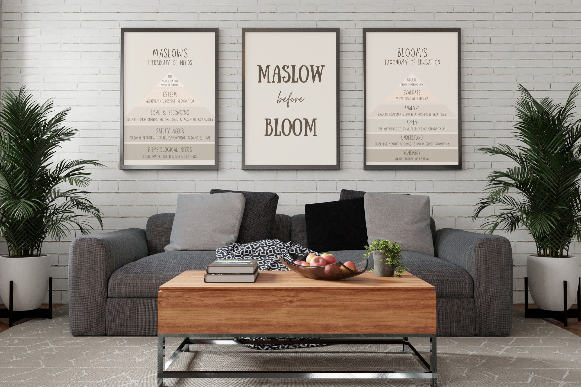 Maslow Hierarchy of Needs Maslow Before Bloom Print Psychology Wall Art ...
