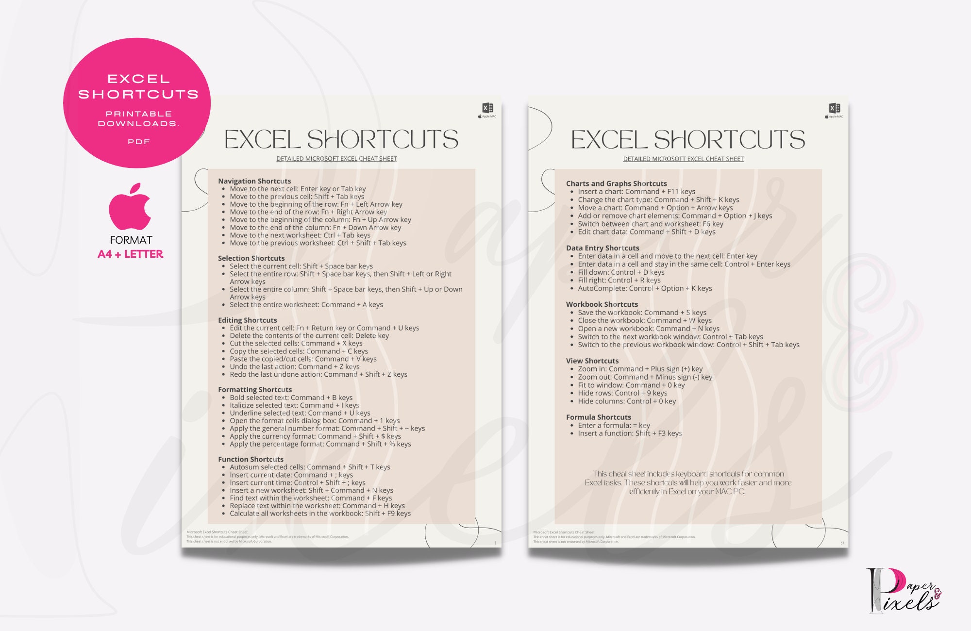 Excel Shortcut Cheat Sheet Excel Tips & Tricks for Windows - Etsy Australia