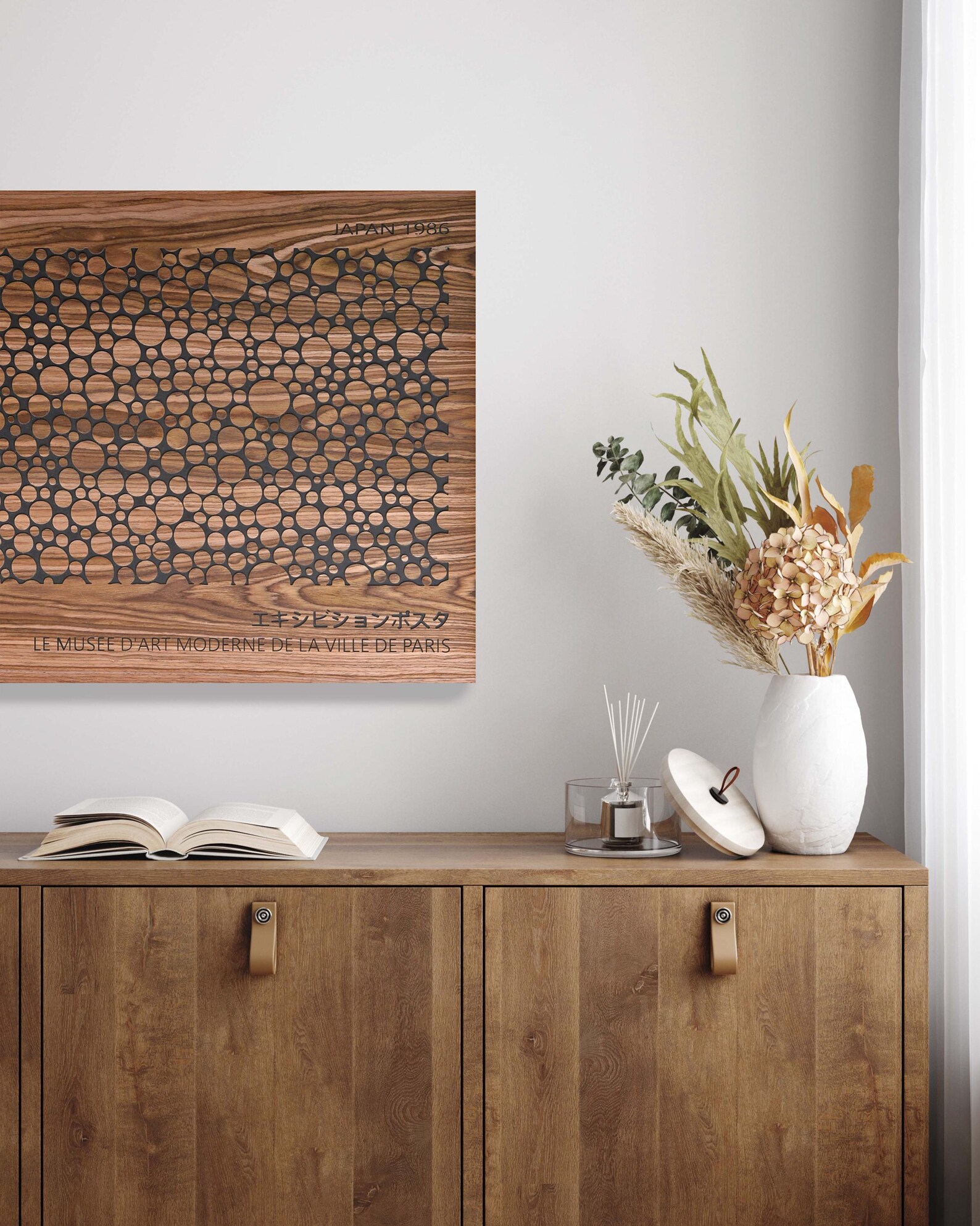 Walnut and Black Wall Panel – “bubbles” Geometric Carved Design - Etsy