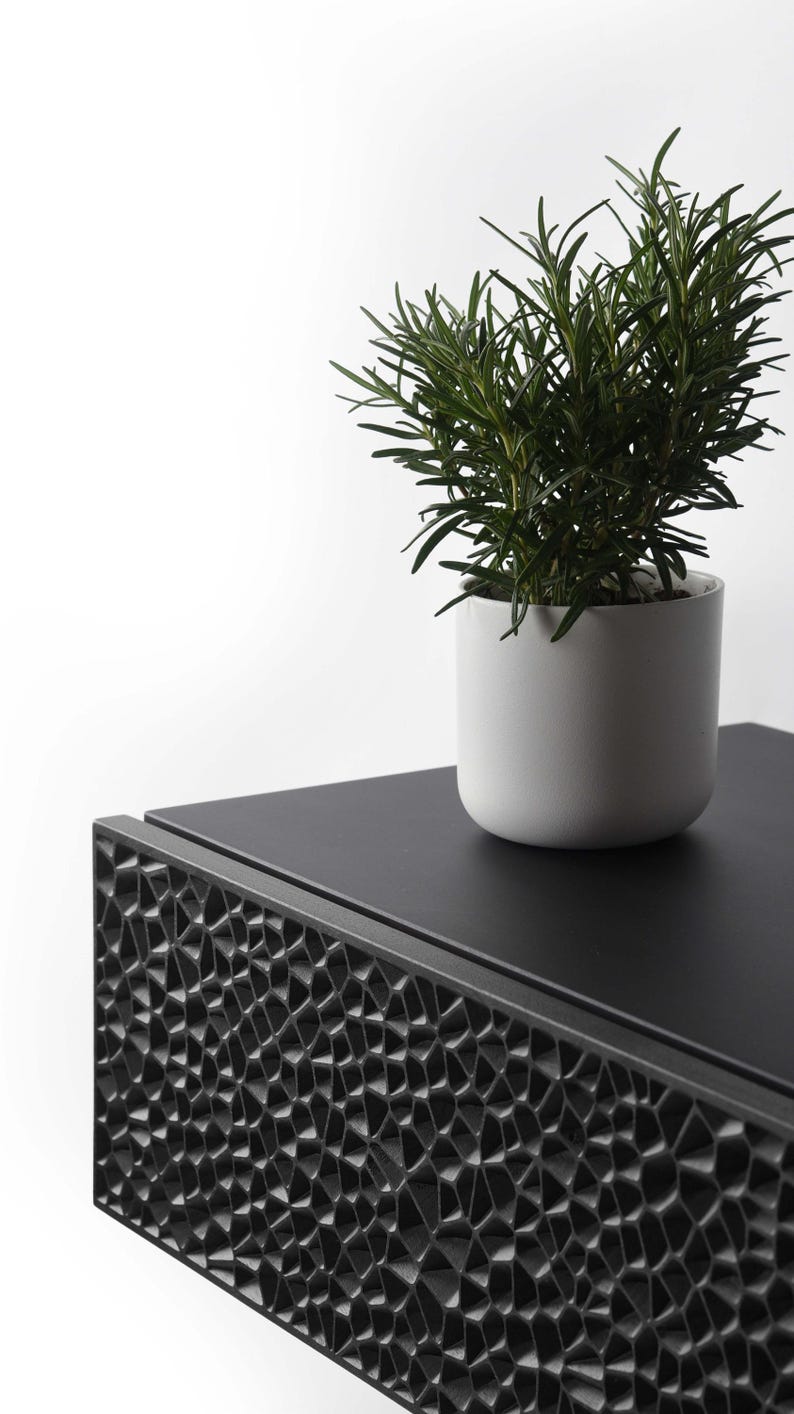 Floating Console Shelf – Black and Walnut Wall-mounted Entry Table - Etsy