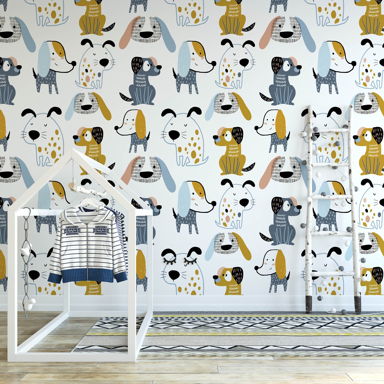 Dog Nursery Wallpaper, Removable Animal Mural Wallpaper, Children's ...