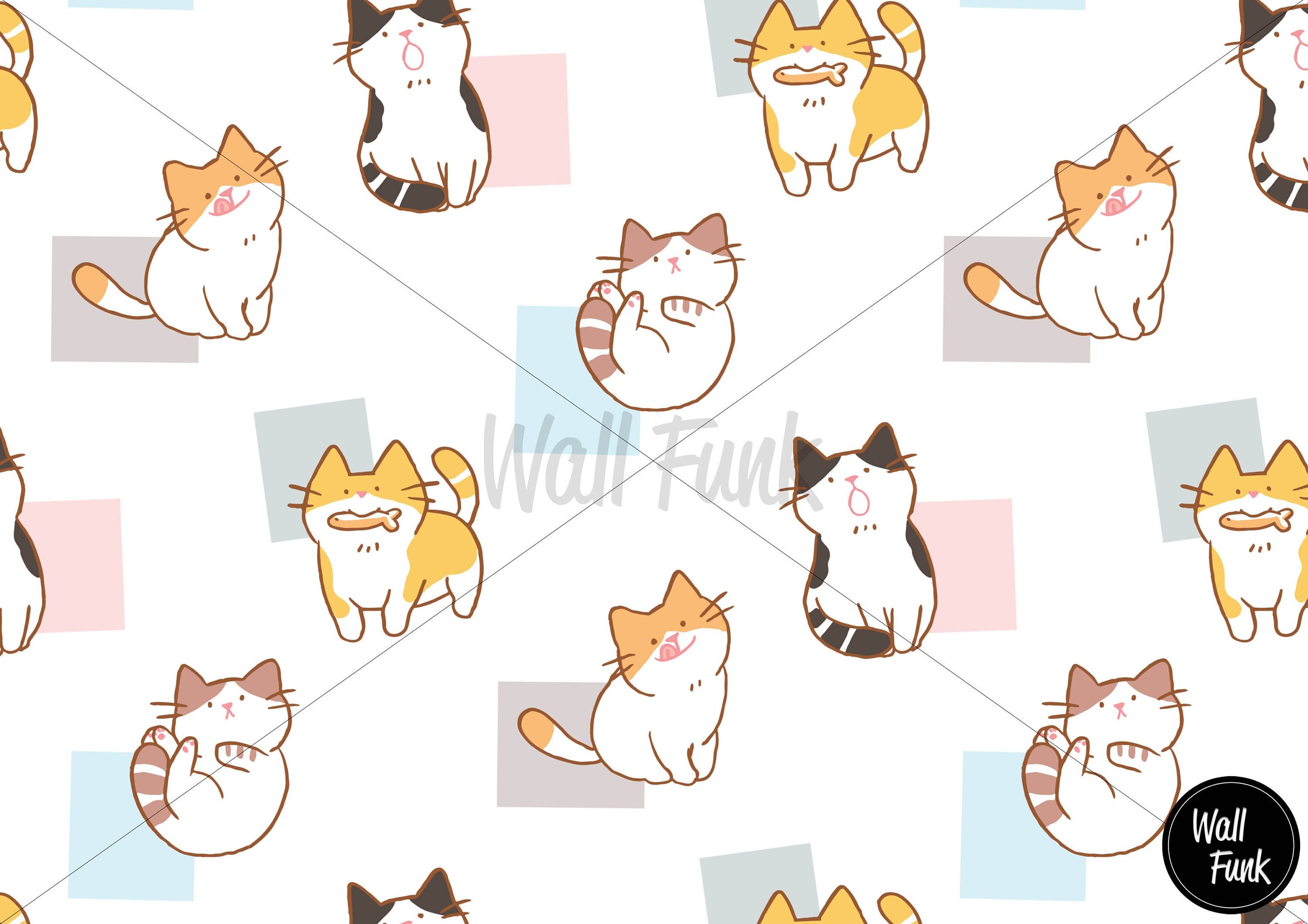 Adorable Cat Theme Pre-pasted Wallpaper | Nursery, Playroom, Bedroom ...