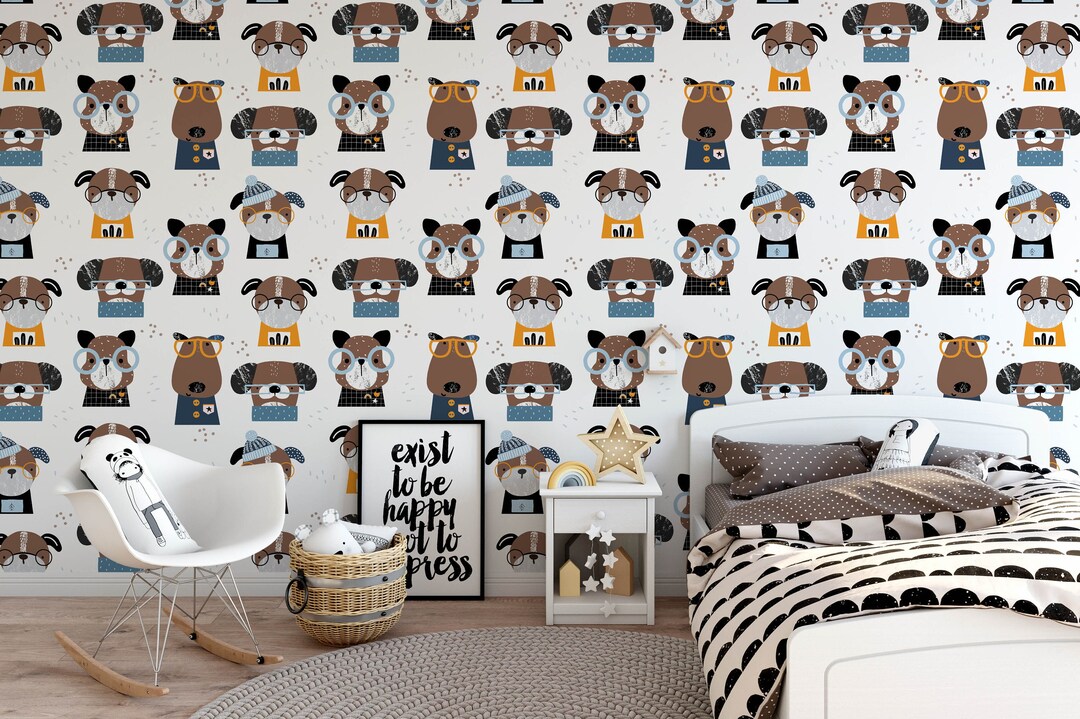 Dog Nursery Wallpaper, Removable Animal Mural Wallpaper, Children's ...