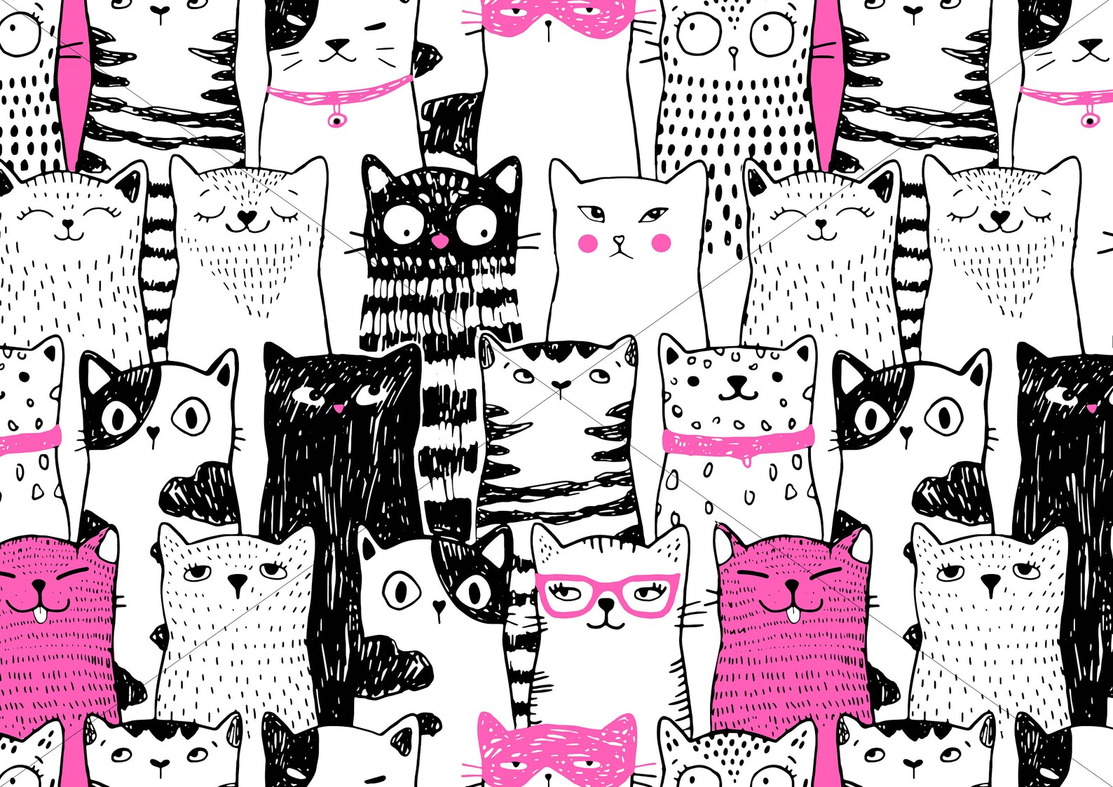 Cat Nursery Wallpaper, Removable Animal Mural Wallpaper, Children's ...