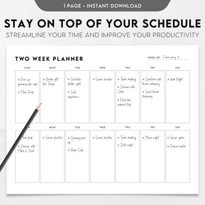 Two Week Planner Printable, Weekly Calendar, Weekly Schedule Template ...