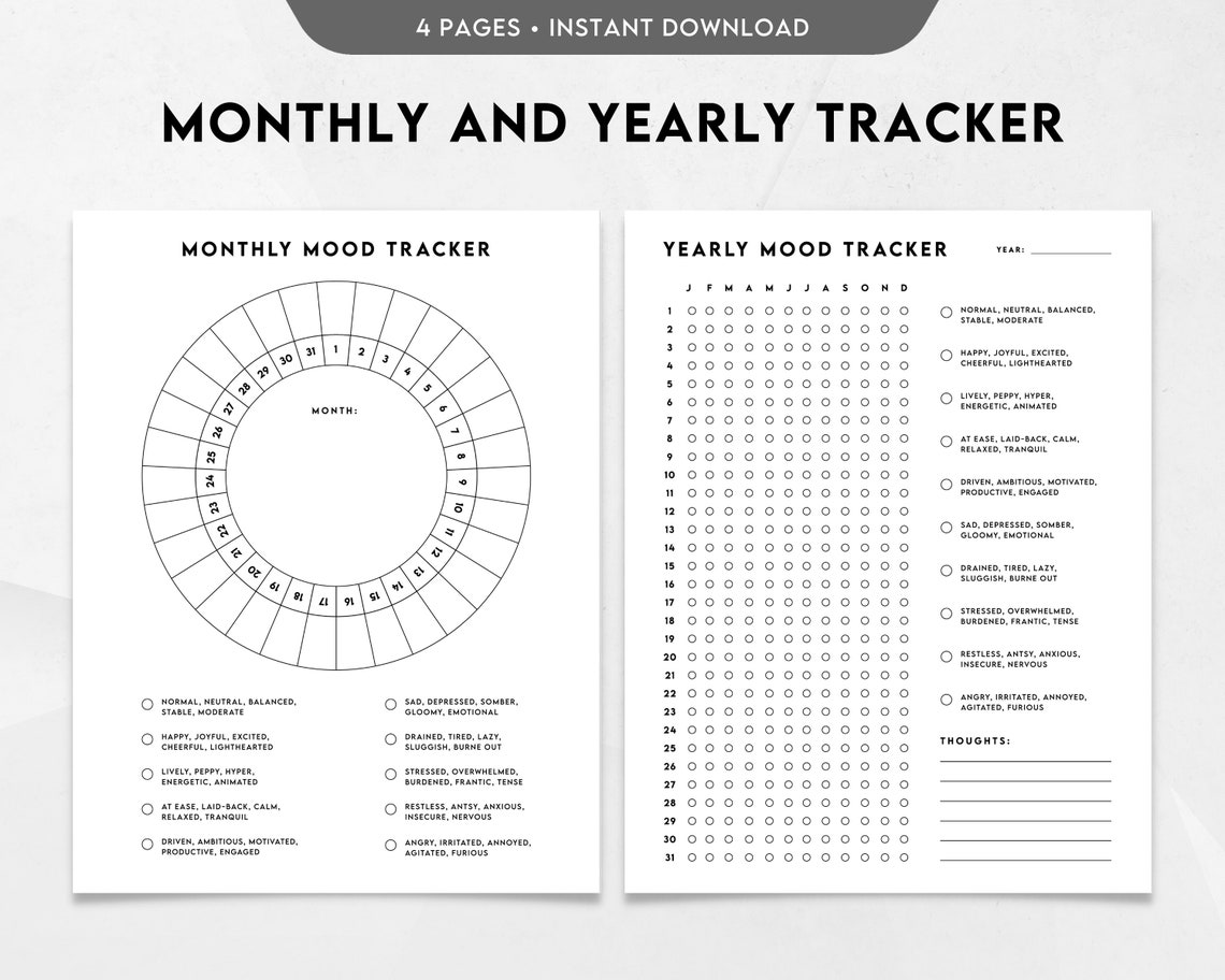 Mood Tracker Printable, Mood Planner, Circular Mood Chart, Mood Track ...