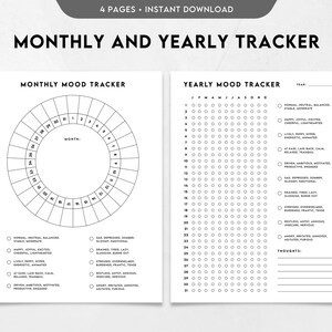 Mood Tracker Printable, Mood Planner, Circular Mood Chart, Mood Track ...