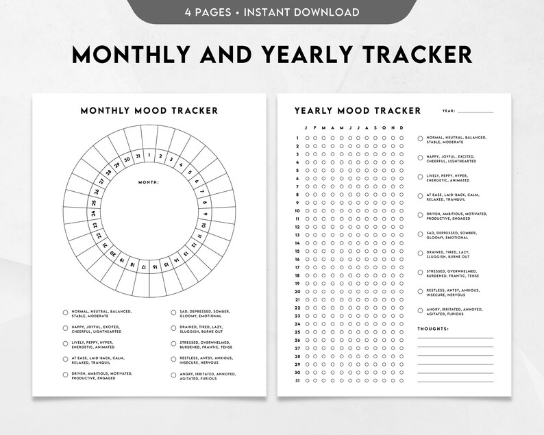Mood Tracker Printable, Mood Planner, Circular Mood Chart, Mood Track ...