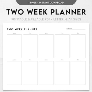 Two Week Planner Printable, Weekly Calendar, Weekly Schedule Template, Weekly to Do List, Weekly ...
