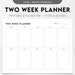 Two Week Planner Printable, Weekly Calendar, Weekly Schedule Template ...