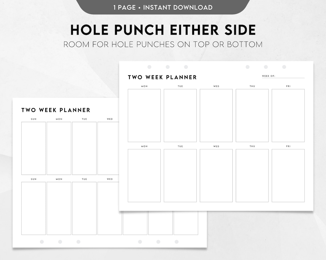 Two Week Planner Printable, Weekly Calendar, Weekly Schedule Template, Weekly to Do List, Weekly ...