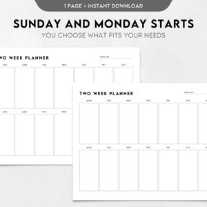 Two Week Planner Printable, Weekly Calendar, Weekly Schedule Template ...