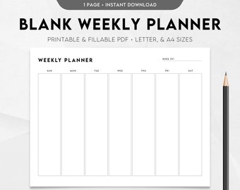 Two Week Planner Printable, Weekly Calendar, Weekly Schedule Template ...