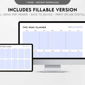 Two Week Planner Printable, Weekly Calendar, Weekly Schedule Template ...