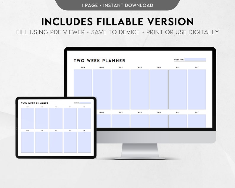 Two Week Planner Printable, Weekly Calendar, Weekly Schedule Template ...