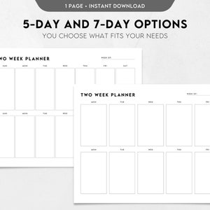 Two Week Planner Printable, Weekly Calendar, Weekly Schedule Template ...