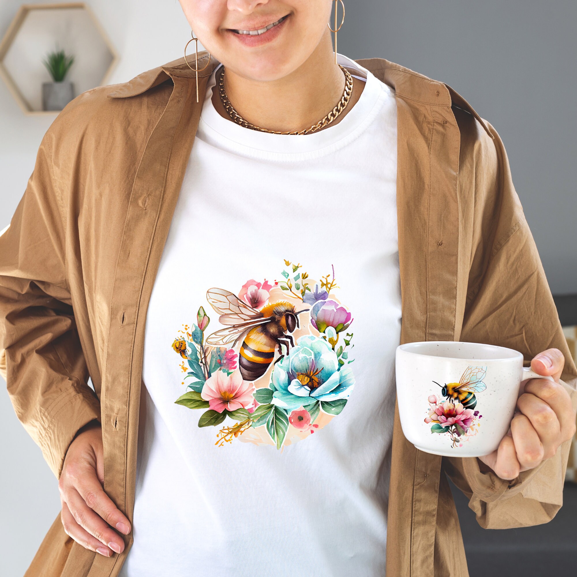 Watercolor Floral Bee Design Bundle | Digital Download | Clipart - Etsy