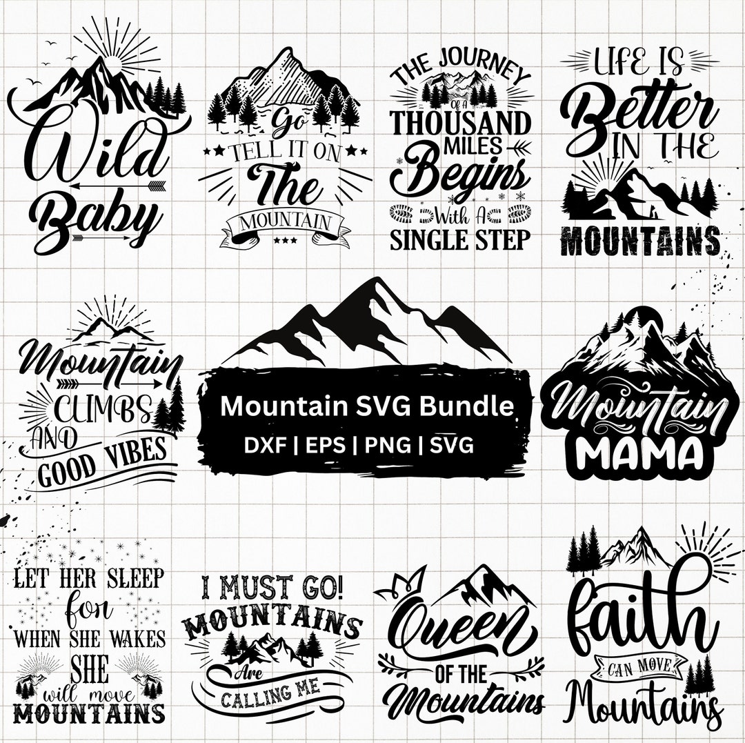 Summit Soar: Epic Mountain Adventure SVG Typography Bundle for Thrill ...