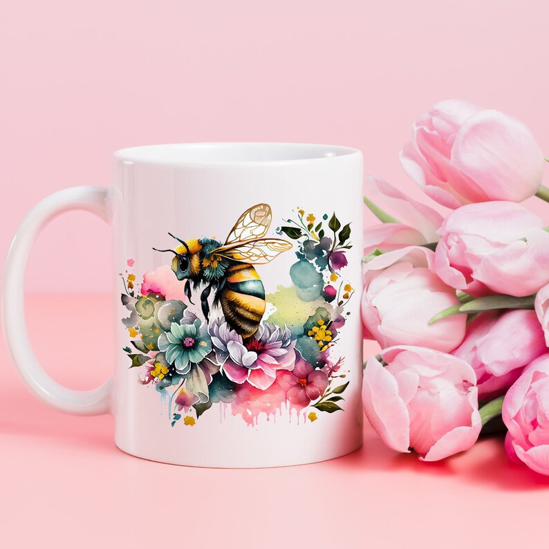 Watercolor Floral Bee Design Bundle | Digital Download | Clipart - Etsy