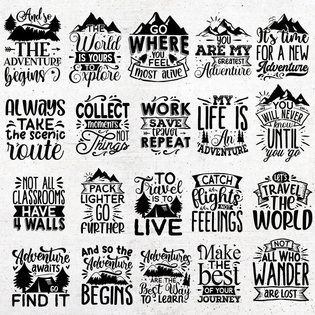 Adventure Quotes SVG Bundle: Travel & Camping Designs (digital Files ...