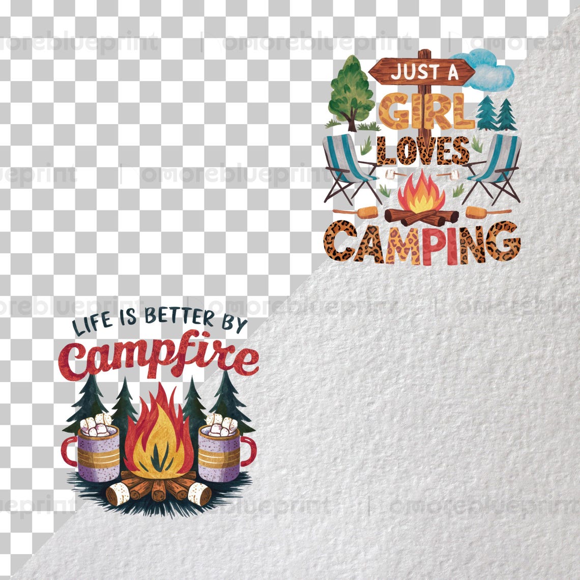 Retro Camping Clip Art PNG Bundle: RV Camper Designs (digital Download ...