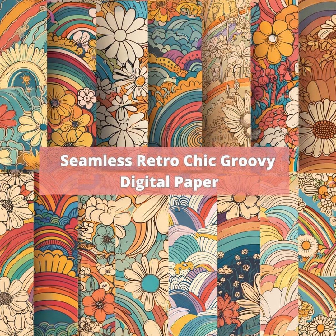 70s Inspired Retro Groovy Digital Prints, Boho Chic Patterns - Etsy