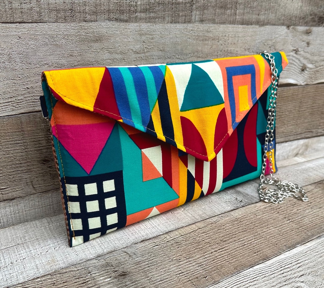 Colourful Clutch Bag. Wristlet Clutch. Vintage Clutch Bag. Quirky ...