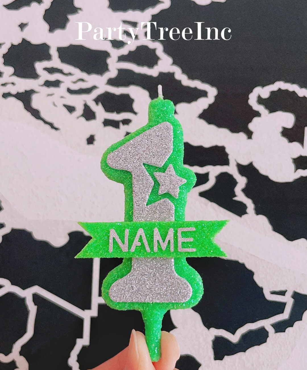 Personalized Name Birthday Candle ,first HB Party ,glitter Number ...