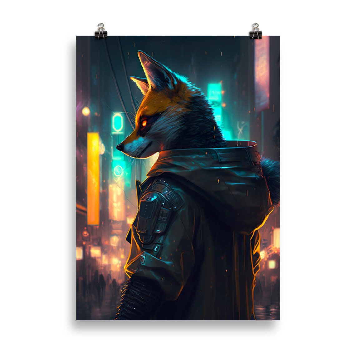 Printable CYBERPUNK FOX Poster Wall Art Painting/poster - Etsy