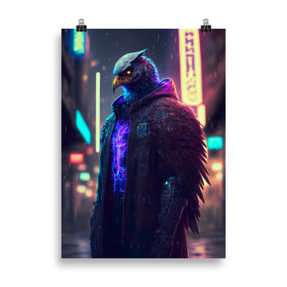 Printable CYBERPUNK EAGLE, Poster, Wall Art Painting/poster, ART ...