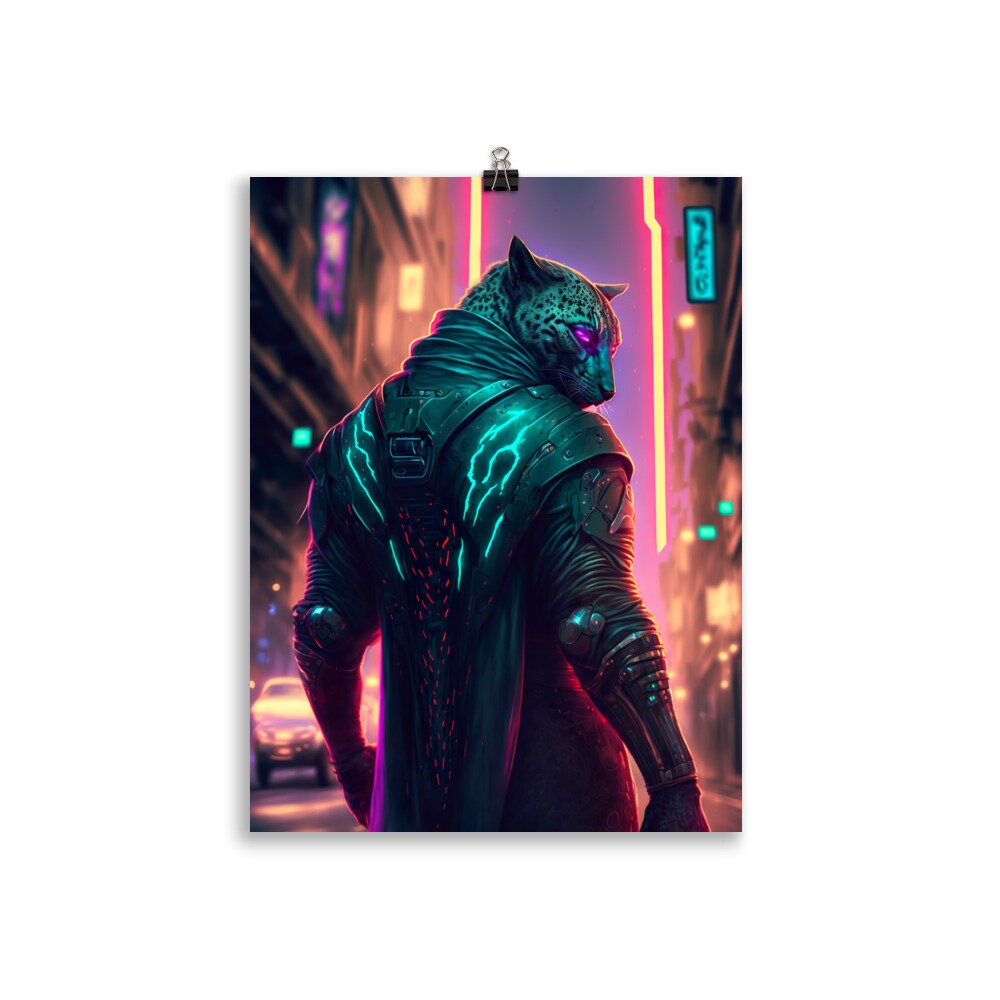 Printable CYBERPUNK LEOPARD, Poster, Wall Art Painting/poster, ART ...
