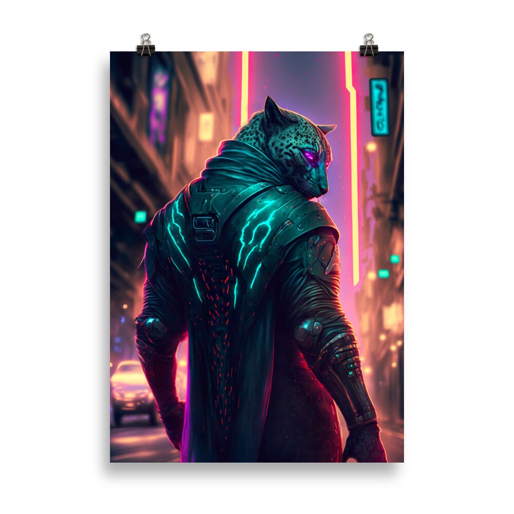 Printable CYBERPUNK LEOPARD, Poster, Wall Art Painting/poster, ART ...