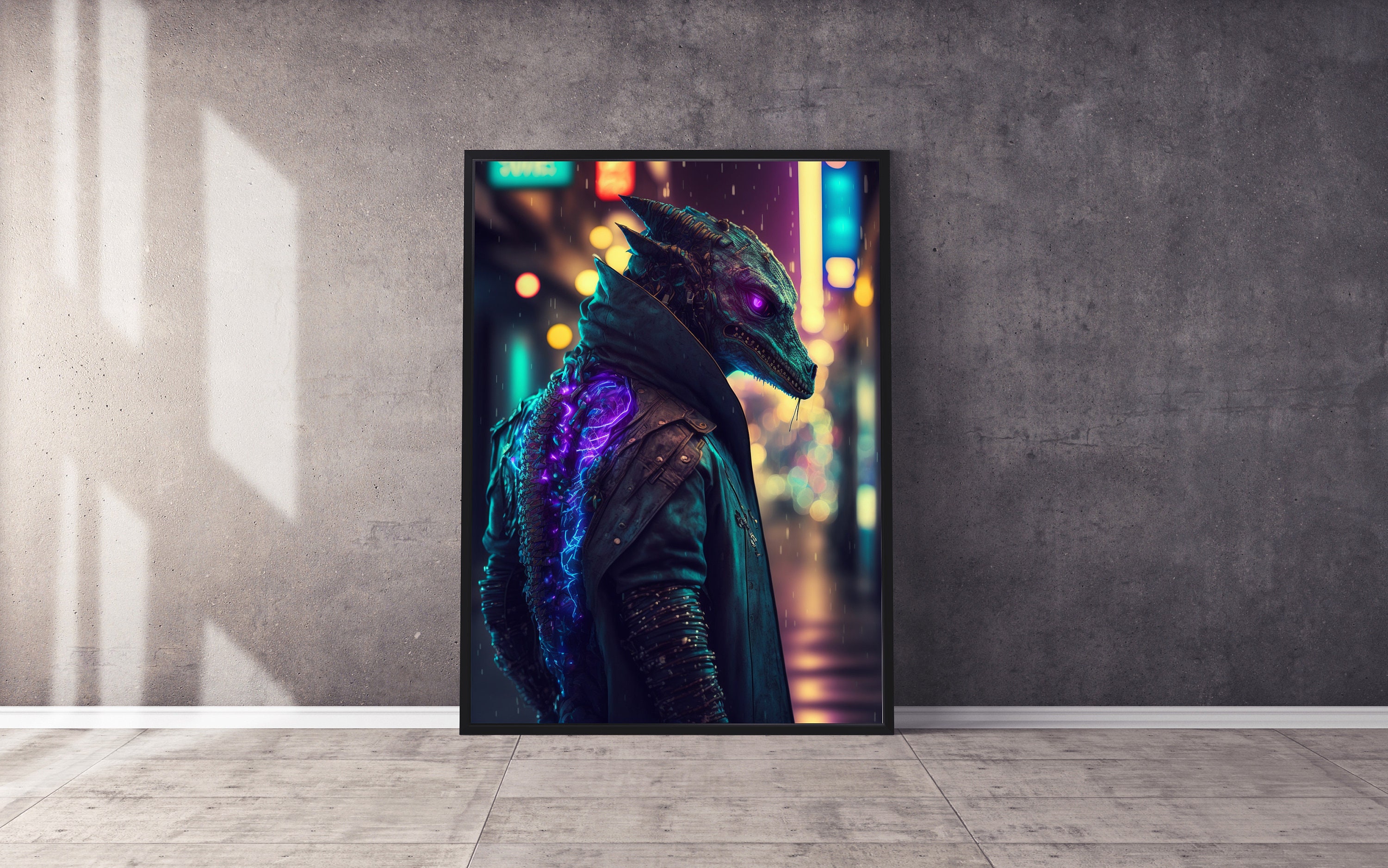 Printable CYBERPUNK LIZARD, Poster, Wall Art Painting/poster, ART ...