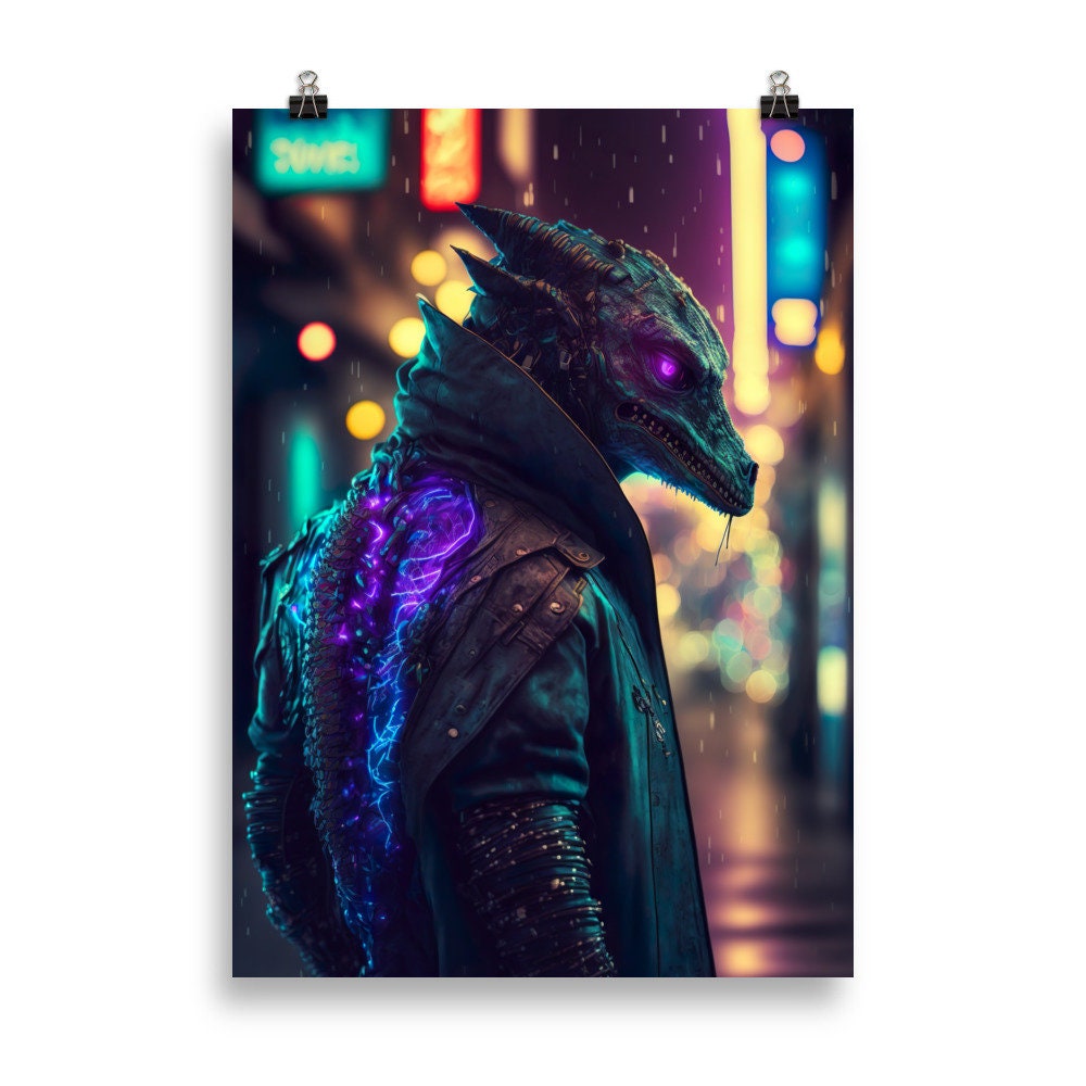 Printable CYBERPUNK LIZARD, Poster, Wall Art Painting/poster, ART ...