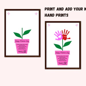 Flower Handprint Craft Art, Printable for Mom or Grandparents Handprint ...