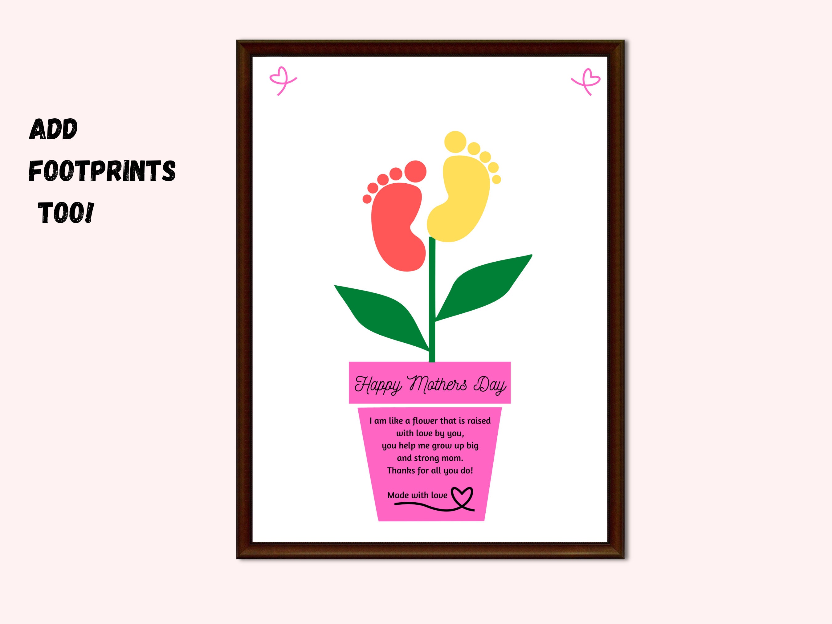 Flower Handprint Craft Art, Printable for Mom or Grandparents Handprint ...